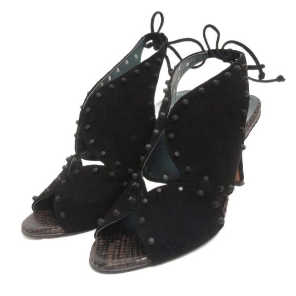 バンタンパリッシュ BANTAN PARRISH パンプス ピンヒール オープントゥ スタッズ 黒 ブラック 23.5cm レディース【表記サイズ】23.5cm【実寸サイズ】ヒールの高さ：8cm　最大幅：8cm　　【素材】-【色】ブラック【...