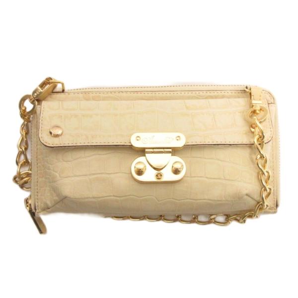 ADMJ アクセソワ Accessoires De Mademoiselle 美品 ウォレット チェーン クロコ型押し 財布 レザー アイボリー レディース【ブランド】ADMJ アクセソワ Accessoires De Mademoisel...