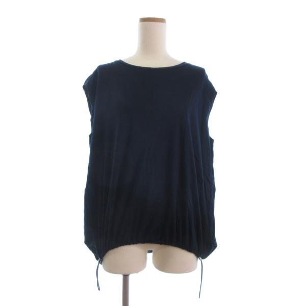 レバジック les basiques ノースリーブ ブラウス カットソー 無地 紺 ネイビー レディース【表記サイズ】サイズ表記なし。※実寸サイズをご参照下さい。【実寸サイズ】肩幅：43cm　身幅：61cm　着丈：59cm　袖丈：-cm　-...