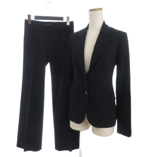 セオリー スーツ セットアップ テーラードジャケット シングル スラックス パンツ ジッパーフライ 黒 ブラック O XO ■FF【ブランド】セオリー Theory【表記サイズ】ジャケット O パンツ XO【実寸サイズ】ジャケット 肩幅：3...