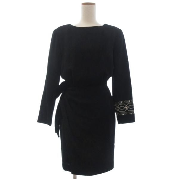 グイドパスカーリ GUIDO PASQUALI ワンピース 長袖  ひざ丈42 黒 ブラック  レディース【表記サイズ】42【実寸サイズ】肩幅：42cm　身幅：48cm　着丈：88cm　袖丈：58cm　　【素材】表地　毛　裏地　キュプラ【色...