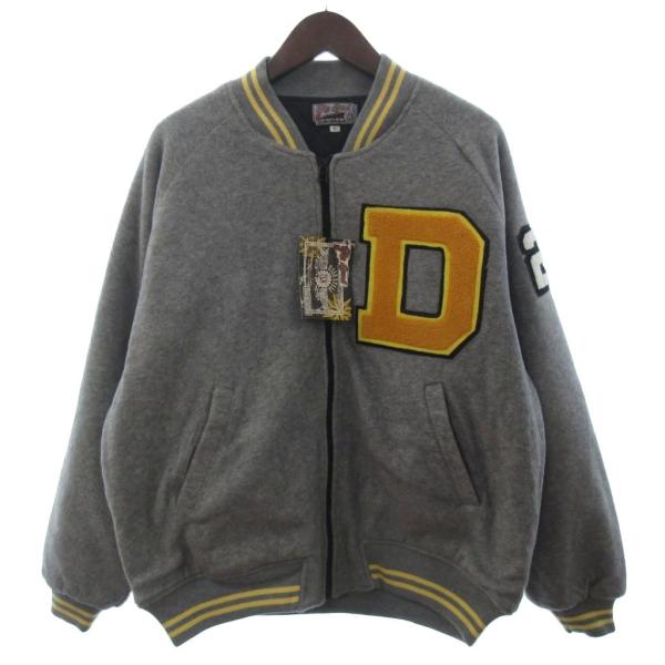 未使用品 Pia Lund タグ付き スタジャン ブルゾン ジャケット フルジップ ワッペン グレー L ■FF メンズ【表記サイズ】L【実寸サイズ】身幅：67cm　着丈：64cm　ゆき丈：84cm　　【素材】表地 ポリエステル レーヨン　...