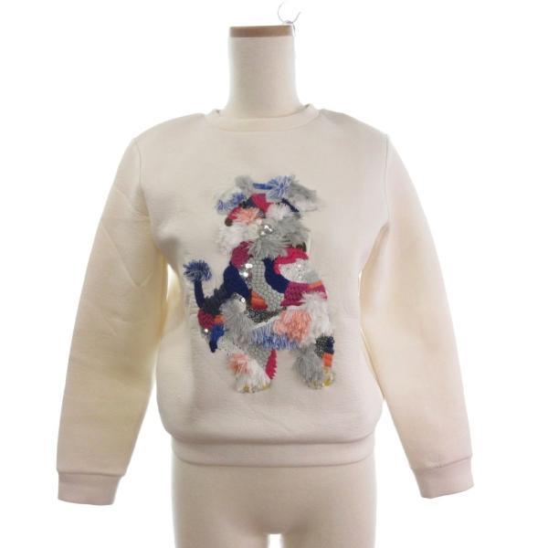 ミスアドラ MISS ADORA トレーナー スウェット 長袖 スパンコール 装飾 ベージュ 0 ■TC レディース【表記サイズ】0【実寸サイズ】肩幅：37cm　身幅：44cm　着丈：47cm　袖丈：54cm　　【素材】表地 綿、ポリエステ...