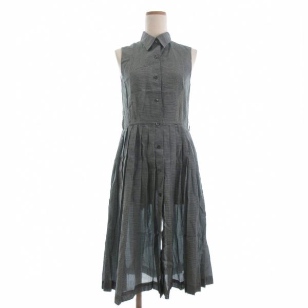 ソフィードール SOFIE D'HOORE タグ付き シャツワンピース ロング丈 ノースリーブ チェック シルク混 緑 グリーン 34【ブランド】ソフィードール SOFIE D'HOORE【表記サイズ】34【実寸サイズ】肩幅：32cm　身幅...