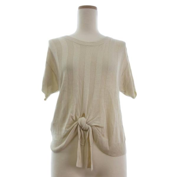 ヴェーダ VEDA ニット 半袖 ベージュ P ■TC レディース【表記サイズ】P【実寸サイズ】肩幅：51.5cm　身幅：44cm　袖丈：11cm　着丈：56cm　-　【素材】レーヨン【色】ベージュ【仕様】-【状態】肩付近に薄汚れがあります...