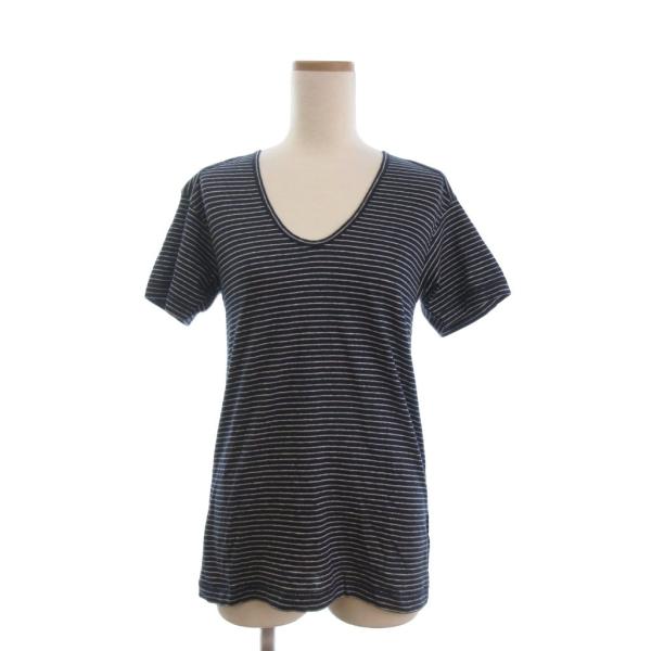 未使用品 ラグ&amp;ボーン RAG&amp;BONE タグ付き Tシャツ カットソー 半袖 Vネック リネン混 ボーダー 紺 ネイビー XS ■TC レディース【ブランド】ラグ&amp;ボーン RAG&amp;BONE【表記サイズ】XS...