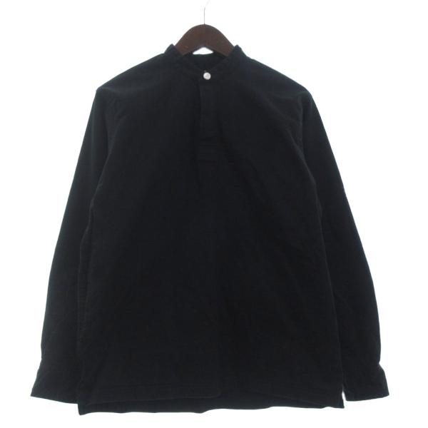 ハーフテン halfTen シャツ カットソー 長袖 ハーフボタン コットン 黒 ブラック 0 メンズ【表記サイズ】0【実寸サイズ】肩幅：45.5cm　身幅：54cm　袖丈：56.5cm　着丈：62cm　-　【素材】綿、ポリウレタン【色】黒...