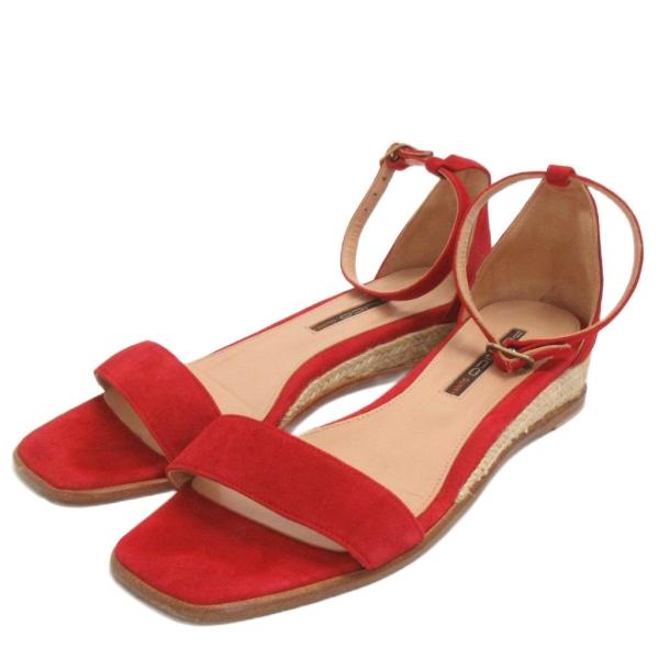 ペリーコ PELLICO パンプス サンダル エスパドリーユ スエード 赤 レッド 38 ■TC レディース【ブランド】ペリーコ PELLICO【表記サイズ】38【実寸サイズ】最大幅：9cm　アウトソール：24.5cm　　【素材】スエード【...