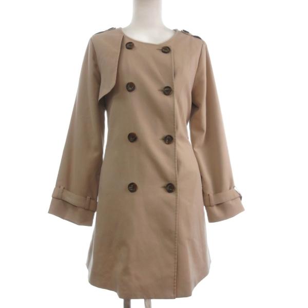 フリーズマート FREES MART コート ひざ丈 長袖 ベージュ S レディース【表記サイズ】S【実寸サイズ】肩幅：40.5cm　身幅：46cm　袖丈：49cm　着丈：83cm　-　【素材】ポリエステル、レーヨン、ポリウレタン　裏地 ポ...