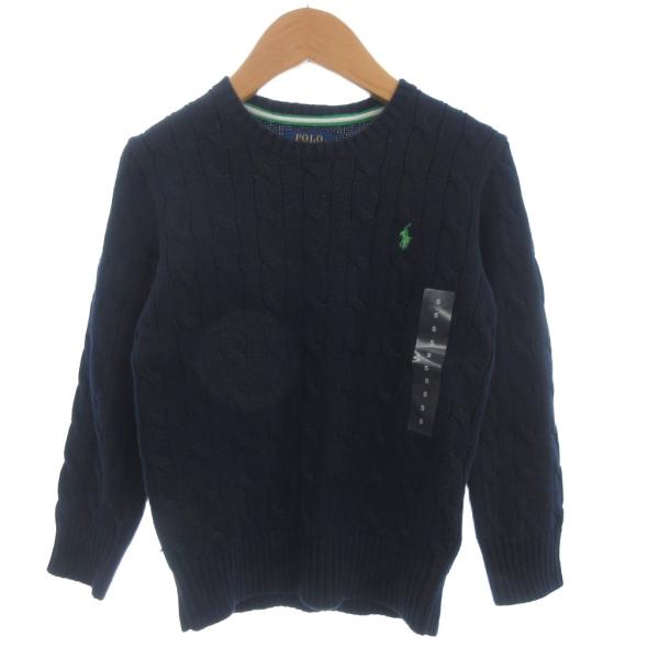 未使用品 ポロ ラルフローレン タグ付き セーター ニット 長袖 ワンポイント ロゴ 刺繍 紺 ネイビー 115cm キッズ【ブランド】ポロ ラルフローレン POLO RALPH LAUREN【表記サイズ】115cm【実寸サイズ】肩幅：31...