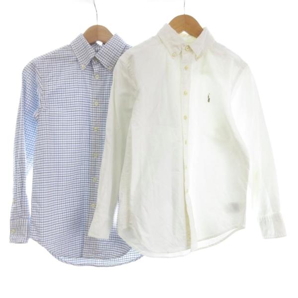 ポロ ラルフローレン POLO RALPH LAUREN 2点 セット シャツ 長袖 ボタンダウン 白 青 ホワイト ブルー 8 キッズ【ブランド】ポロ ラルフローレン POLO RALPH LAUREN【表記サイズ】8【実寸サイズ】-　【...