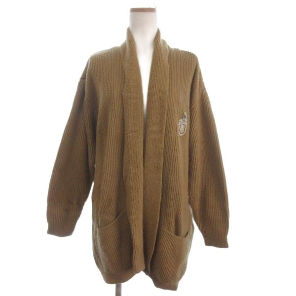 エルミダ EL MIDAS カーディガン ニット 長袖 ボタンレス ウール 茶 ブラウン 10 ■GY35 レディース【表記サイズ】10【実寸サイズ】肩幅：44cm　身幅：56cm　袖丈：53cm　着丈：83cm　　【素材】毛【色】茶 ブラ...