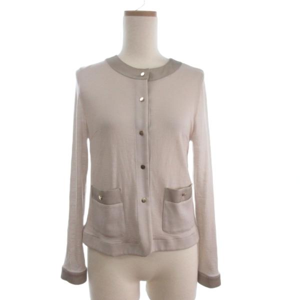 エルミダ EL MIDAS カーディガン 金ボタン 長袖 ウール ベージュ 38 レディース【表記サイズ】38【実寸サイズ】肩幅：36cm　身幅：43cm　袖丈：48cm　着丈：55cm　　【素材】毛【色】ベージュ【仕様】-【状態】・しわ、...