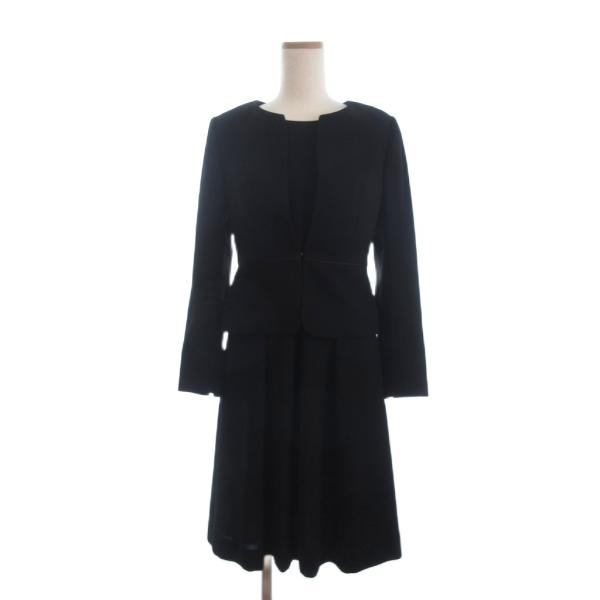 ザ・スーツカンパニー THE SUIT COMPANY she セットアップ スーツ テーラードジャケット シングル ノーカラー ワンピース ひざ丈 黒 ブラック 36 レディース【ブランド】ザ・スーツカンパニー THE SUIT COMP...