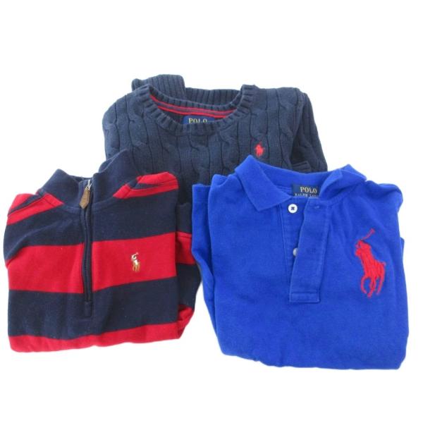 ラルフローレン RALPH LAUREN 3点セット まとめ カットソー ニット セーター ボーダー ロゴ 青 ブルー  赤 レッド  紺 ネイビー /MG キッズ【ブランド】ラルフローレン RALPH LAUREN【表記サイズ】2 24Ｍ...