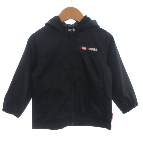 未使用品 ミキハウス タグ付き ウインドブレーカー ジャケット フード フルジップ  刺繍 バックプリント 黒 ブラック 100cm【ブランド】ミキハウス mikihouse【表記サイズ】100cm【実寸サイズ】肩幅：27cm　身幅：34c...
