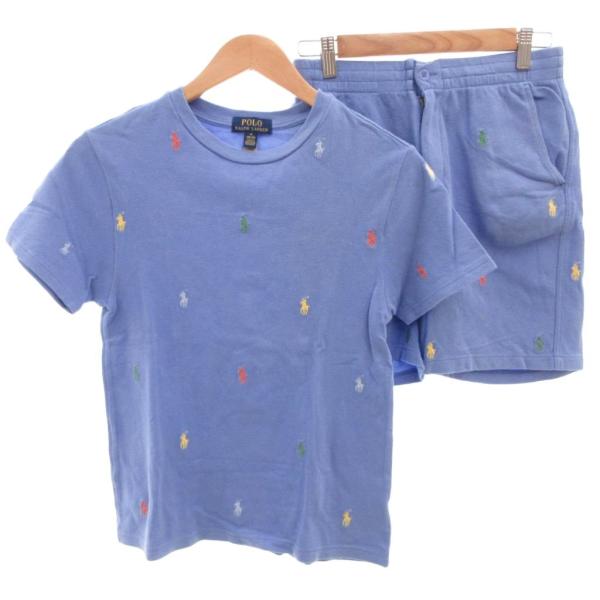 ポロ ラルフローレン POLO RALPH LAUREN セットアップ Tシャツ パンツ 総柄 ポニー刺繍 青 ブルー M 10-12 /FF キッズ【ブランド】ポロ ラルフローレン POLO RALPH LAUREN【表記サイズ】M【実寸...