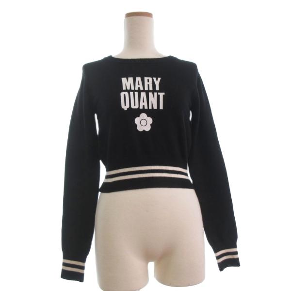 未使用品 マリークワント MARY QUANT タグ付き ニット セーター 長袖 短丈 黒 ブラック M レディース【ブランド】マリークワント MARY QUANT【表記サイズ】M【実寸サイズ】肩幅：34.5cm　身幅：40cm　着丈：46...