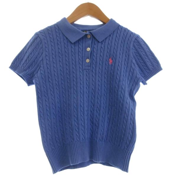 未使用品 ポロ ラルフローレン POLO RALPH LAUREN タグ付き ニット ポロシャツ 半袖 ロゴ 刺繍 青 ブルー M キッズ【ブランド】ポロ ラルフローレン POLO RALPH LAUREN【表記サイズ】M(8-10)【実寸...