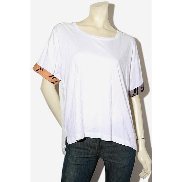 +2 plusplus プラスプラス バックサテン ロールアップスリーブ カットソー Tシャツ トップス F WHITE ホワイト 153406 /◆☆ レディース【表記サイズ】レディース：F【実寸サイズ】肩幅：53cm　身幅：58cm　着...