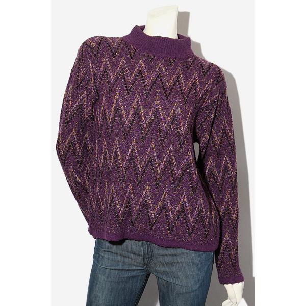 COMMON SENSE コモンセンス ボトルネック ギザボーダー ニット セーター F purple パープル /◆☆ レディース【表記サイズ】レディース：表記なし【実寸サイズ】肩幅：44cm　身幅：49cm　着丈：55cm　袖丈：54....