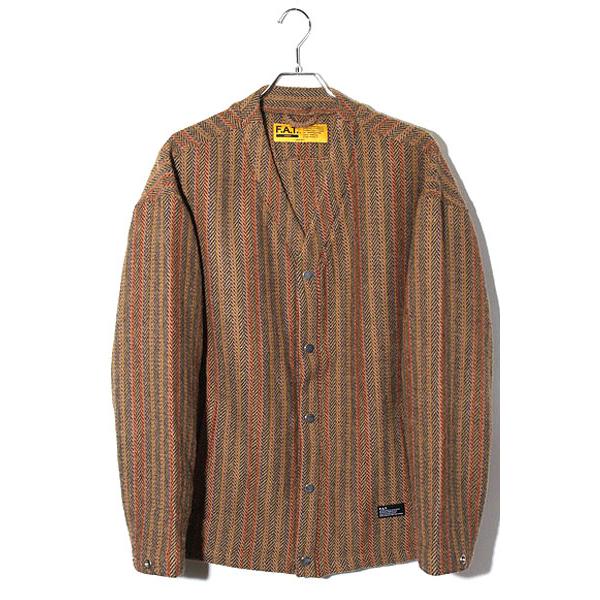 F.A.T FAT エフエーティー HERRINGAN ヘリンガン ウール ヘリンボーン カーディガン TITCH CAMEL キャメル F32420-SH15-AB /● メンズ【表記サイズ】メンズ:TITCH【実寸サイズ】肩幅：60cm...