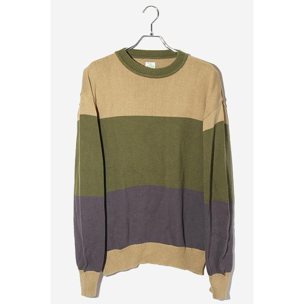 POST O'ALLS ポストオーバーオールズ カラーブロック クルーネック コットン ニット セーター M BEIGE KHAKI ベージュ カーキ /◆ メンズ【ブランド】ポストオーバーオールズ  POST O'ALLS【表記サイズ】メ...