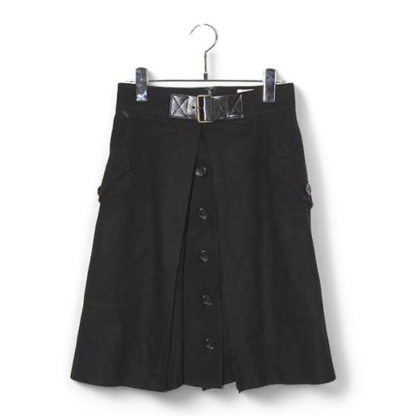 Laula ラウラ ベルト ボタン デザイン ウール スカート 1 BLACＫ ブラック LW11-SK5 /◆☆ レディース【ブランド】ラウラ Laula【表記サイズ】レディース：1【実寸サイズ】ウエスト：66cm　スカート丈：56cm　...