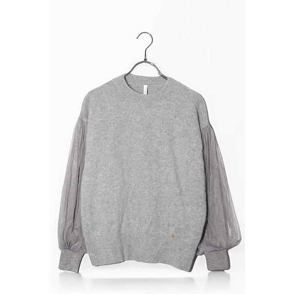 Dignite collier ディニテ コリエ FOX混袖チュール重ねプルオーバー ニット セーター F GRAY グレー TK-806632 /◆☆ レディース【表記サイズ】レディース：F【実寸サイズ】肩幅：51.5cm　身幅：53cm...