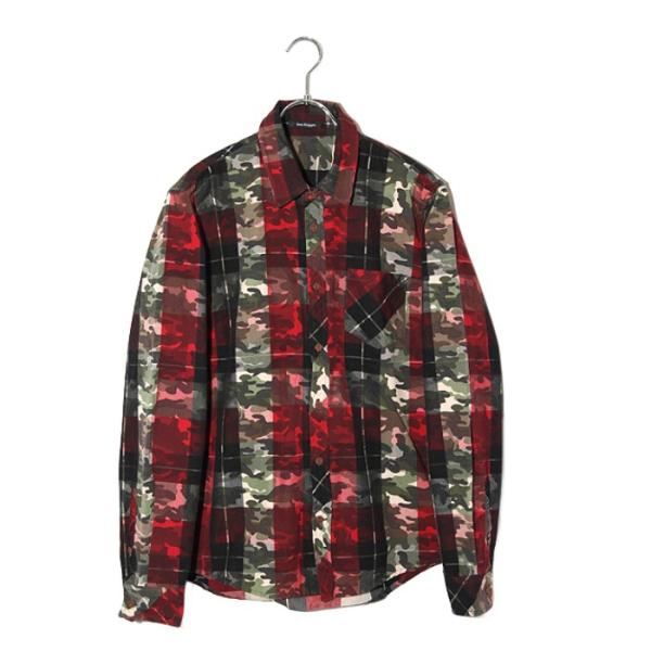 Stra Raggio ストララッジオ チェック カモ 長袖 シャツ 5 RED レッド 9017157071 /◆ メンズ【表記サイズ】メンズ：5(Mサイズ相当)【実寸サイズ】肩幅：42.5cm　身幅：51cm　着丈：70cm　袖丈：63...
