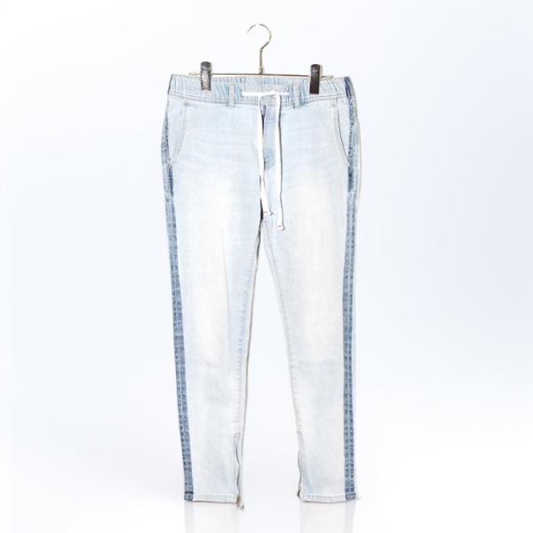 HELLO CALIF ハローカリフ 裾ジップ ストレッチ イージー デニムパンツ ジーンズ M blue ブルー HC-194-084 /◆ メンズ【表記サイズ】メンズ：M【実寸サイズ】ウエスト：74〜82(ウエストゴム)cm　もも幅：2...