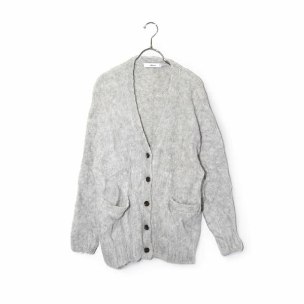 Allumer アリュメール シャギー アルパカモヘア Vネック ニット カーディガン 1 GRAY グレー 8148557 /◆☆ レディース【表記サイズ】レディース：1【実寸サイズ】肩幅：57cm　身幅：52cm　着丈：64cm　袖丈：...