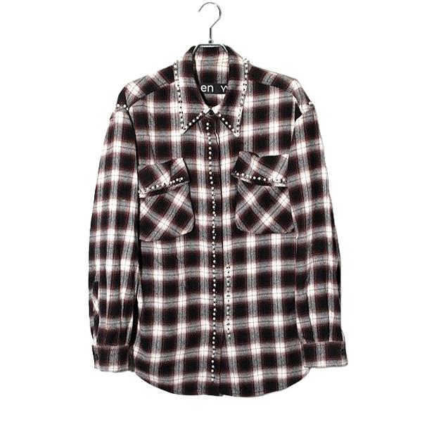 2025AW OPEN YY オープンワイワイ Woven BEADED POCKET SHIRT チェック ポケット 長袖シャツ M BROWN ブラウン YY254ST001 /●☆ レディース【表記サイズ】レディース:M【実寸サイズ】...