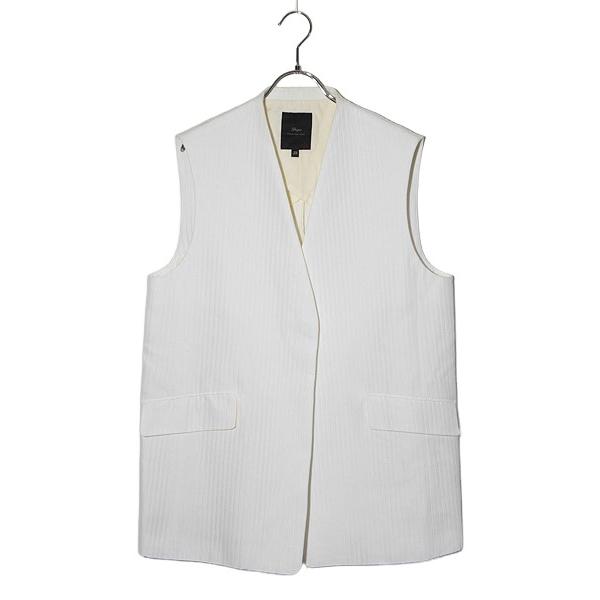 2022SS SHIPS Primary Navy Label シップス マトラッセストライプジャガードベスト ジレ 38 ホワイト 314-71-0130 /◆☆【ブランド】シップス SHIPS【表記サイズ】レディース：38【実寸サイズ】...