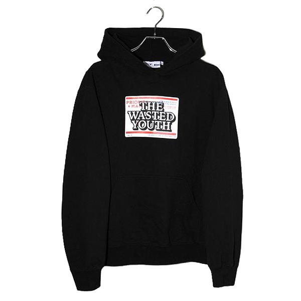 BlackEyePatch × Wasted Youth ブラックアイパッチ ウェイステッドユース PRIORITY LABEL HOODIE プライオリティ ラベル フーディー パーカー M BLACK ブラック【ブランド】ブラックアイパ...