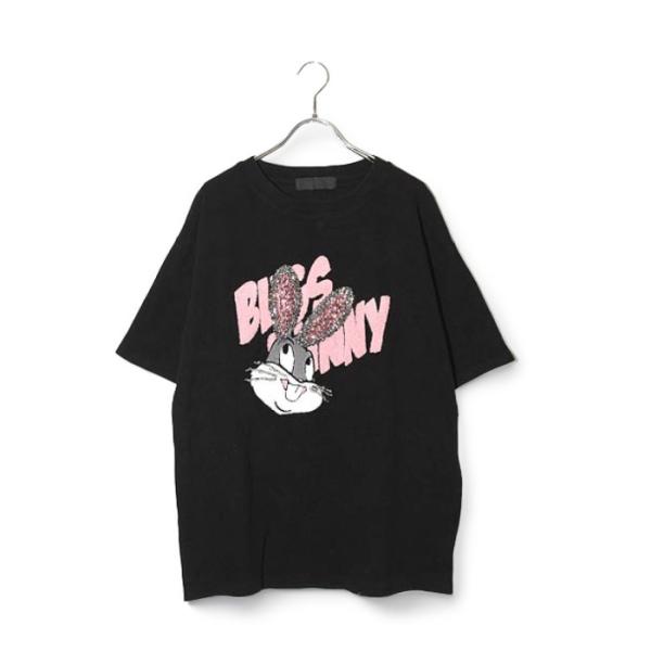 MICALLE  MICALLE ミカーレミカーレ Bugs Bunny bijou Tee バッグスバニー ビジュー 半袖 カットソー Tシャツ F BLACK ブラック /◆☆ レディース【表記サイズ】レディース：表記なし【実寸サイズ】...