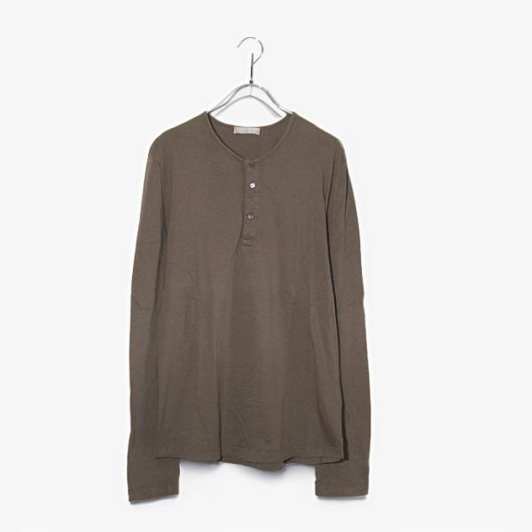 GIRELLI BRUNI ジレッリ ブルーニ HENLEY L/S TEE ヘンリーネック 長袖 Tシャツ カットソー 48 カーキブラウン C 022 CB /◆ メンズ【表記サイズ】メンズ：48【実寸サイズ】肩幅：41.5cm　身幅：...