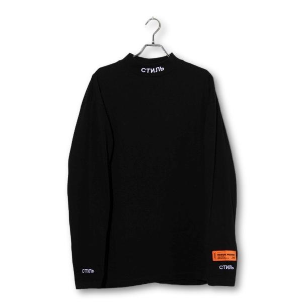 2018SS HERON PRESTON ヘロンプレストン ロゴ刺繍モックネック長袖 カットソー ロンT L BLACK ブラック HMAB001S18600010 /● メンズ【ブランド】ヘロンプレストン HERON PRESTON【表記...