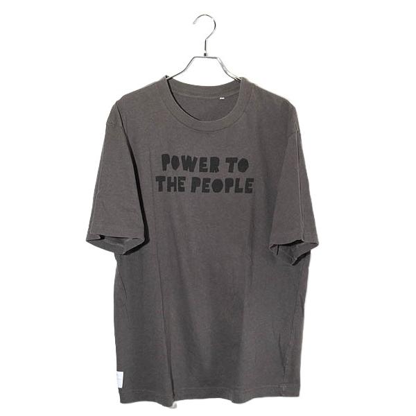 THE INOUE BROTHERS イノウエブラザーズ POWER TO THE PEOPLE プリント コットン リネン 半袖Tシャツ カットソー L GRAY グレー /◆ メンズ【ブランド】イノウエブラザーズ THE INOUE B...