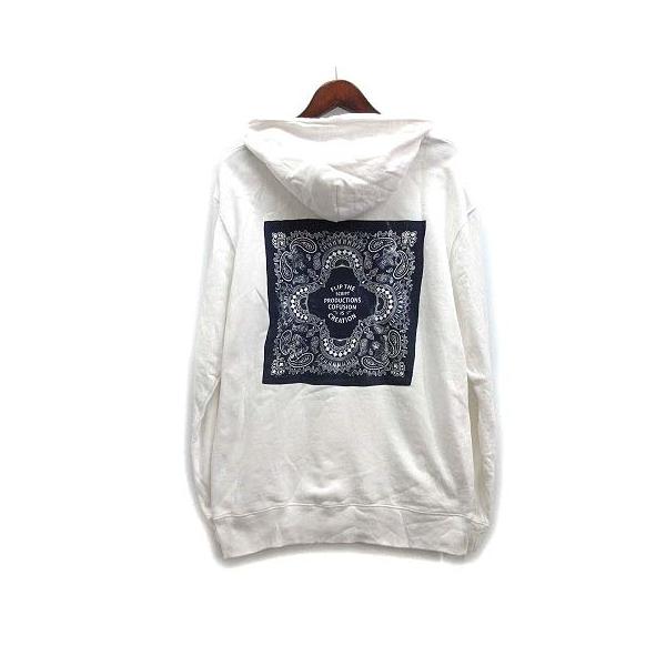 フリップザスクリプト Flip The Script バンダナ プリント スウェット パーカー 長袖 プルオーバー ホワイト 白 XL メンズ【表記サイズ】XLARGE【実寸サイズ】肩幅：54cm　身幅：56cm　着丈：62cm　袖丈：67...
