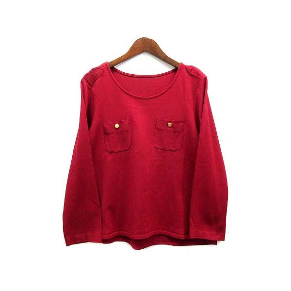 シンプルライフ element of SIMPLE LIFE ジャージー 切替 Aライン カットソー 長袖 レッド 赤 L レディース【表記サイズ】L【実寸サイズ】肩幅：40cm　身幅：50cm　着丈：54cm　袖丈：52cm　　【素材】本...