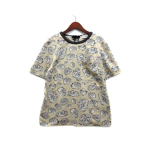 エッセンシャルアントワープ Essentiel Antwerp 花柄 ブラウス カットソー サッカー生地 半袖 ベージュ 36 レディース【表記サイズ】36【実寸サイズ】肩幅：40cm　身幅：47cm　着丈：58cm　袖丈：25.5cm　　...