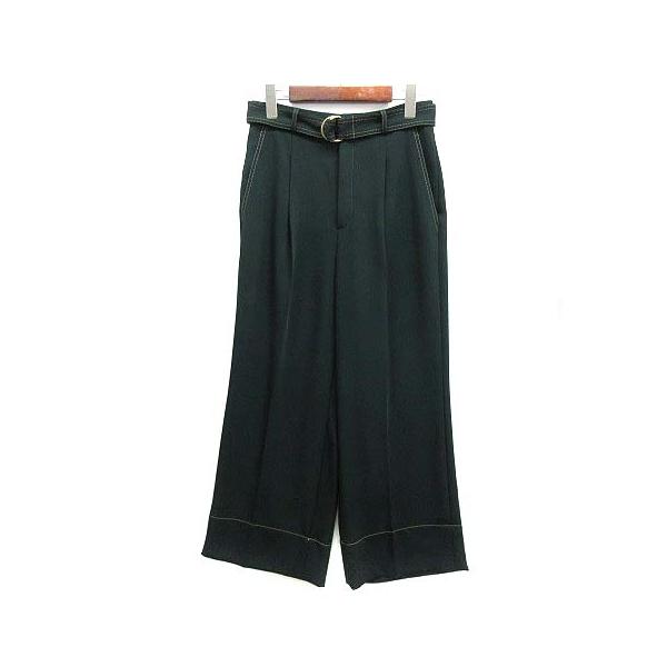 ベイジ BEIGE BOYTON タック ワイド パンツ ベルト付き グリーン 緑 4 PRCWKA0004 美品 レディース【ブランド】ベイジ BEIGE【表記サイズ】4【実寸サイズ】ウエスト：70cm　もも幅：28cm　裾幅：28cm　...