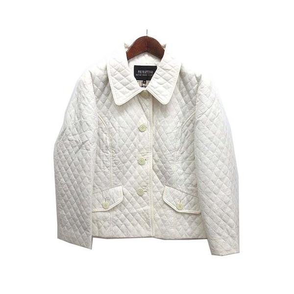 プリマティーボ ハナエモリ PRIMATTIVO HANAE MORI SPORTS キルティング ジャケット 裏地チェック オフホワイト 38 レディース【表記サイズ】38【実寸サイズ】肩幅：39cm　身幅：46cm　着丈：53cm　袖丈...