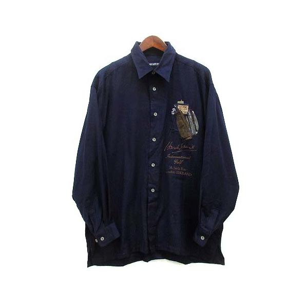 ハーディエイミス HARDY AMIES SPORT 刺繍 ウール シャツ 長袖 ネイビー 紺 L ゴルフ メンズ【ブランド】ハーディエイミス HARDY AMIES【表記サイズ】L【実寸サイズ】肩幅：54cm　身幅：60cm　着丈：77....
