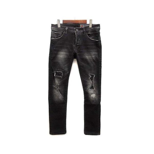 CPS CHAPS JEANS ROCK RECORD 45's リペア加工 スキニー デニム パンツ ストレッチ ジーンズ  Capter Pant Narrow ブラック 黒 33 メンズ【表記サイズ】33【実寸サイズ】ウエスト：80c...