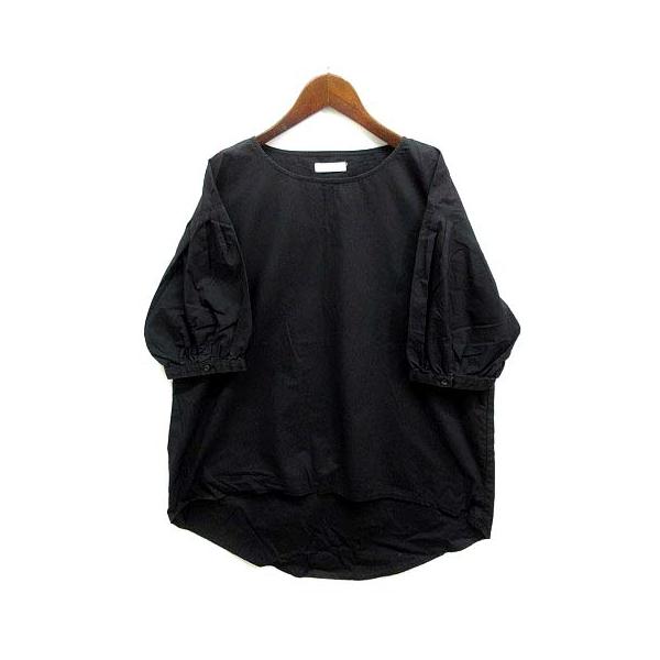 コメンスメント Commencement ラウンドヘム ブラウス 五分袖 プルオーバー ブラック 黒 F レディース【表記サイズ】F【実寸サイズ】肩幅：48cm　身幅：51cm　着丈：73cm　袖丈：26cm　　【素材】綿 100％【色】ブ...