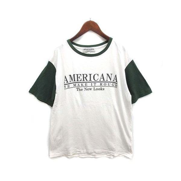 アメリカーナ AMERICANA WE MAKE IT ROUGH バイカラー BIG Tシャツ カットソー 半袖 ホワイト グリーン 白 緑 レディース【ブランド】アメリカーナ AMERICANA【表記サイズ】表記なし※実寸サイズでご確認...
