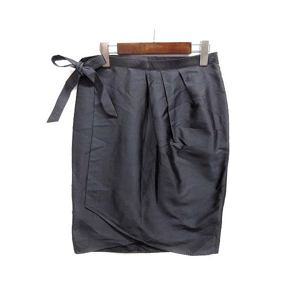 未使用品 アーティザンアンコール ARTISANS ANGKOR シルク ラップ スカート 膝丈 チャコールグレー S レディース【表記サイズ】S【実寸サイズ】ウエスト：74cm　ヒップ：98cm　スカート丈：58.5cm　　【素材】シルク...