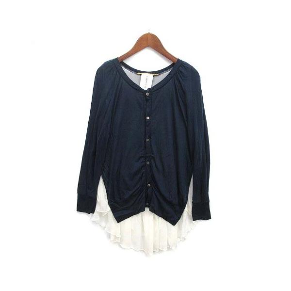 アンソール ENSOR CIVET シフォン フリル ドッキング カーディガン 長袖 ネイビー 紺 38 レディース【ブランド】アンソール ENSOR CIVET【表記サイズ】38【実寸サイズ】身幅：44cm　着丈：68cm　ゆき丈：64c...